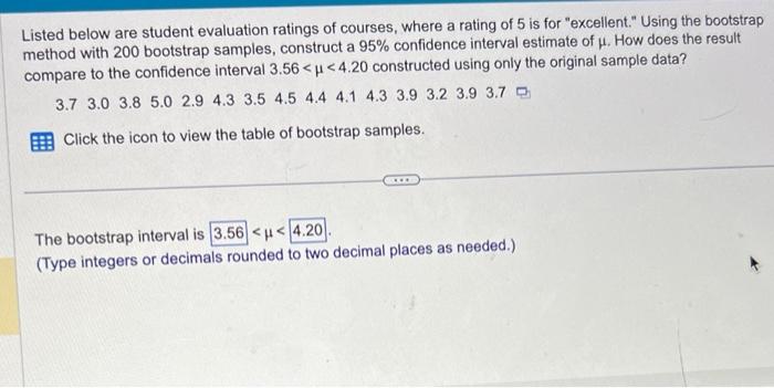 Solved Listed below are student evaluation ratings of | Chegg.com