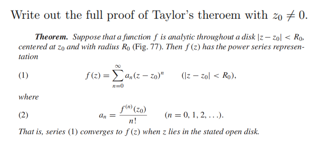 Solved Write out the full proof of Taylor's theroem with | Chegg.com