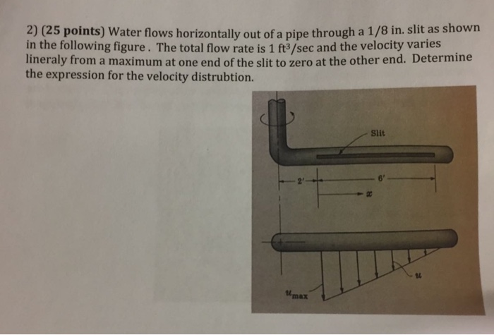 Solved 2) (25 points) Water flows horizontally out of a pipe | Chegg.com