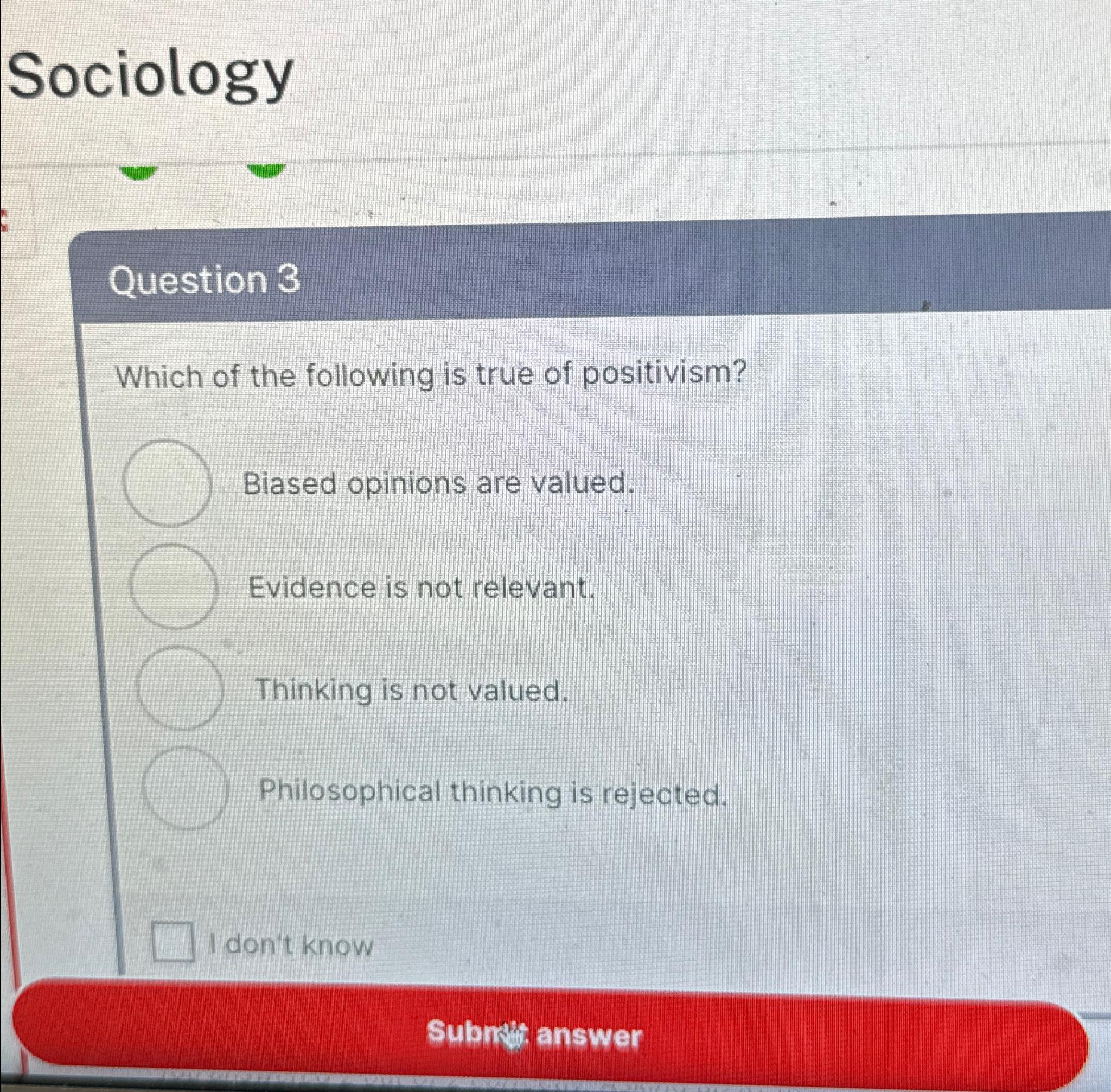 Solved SociologyQuestion 3Which of the following is true of | Chegg.com