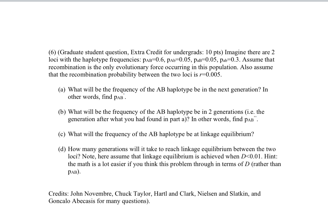Solved (6) (Graduate student question, Extra Credit for | Chegg.com