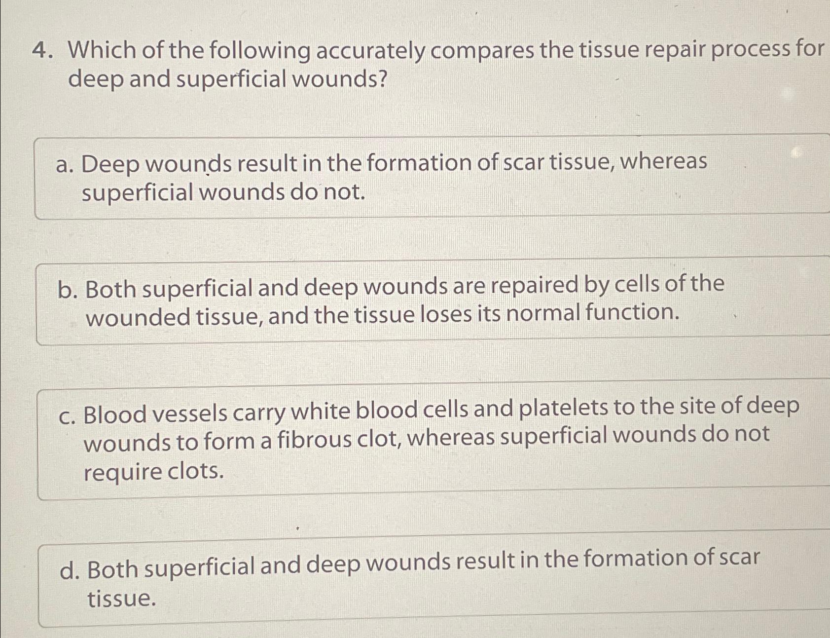 Solved Which of the following accurately compares the tissue | Chegg.com