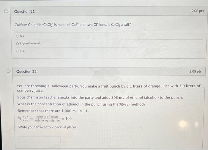 Solved Calcium Chloride (CaCl2) is made of Ca2+ and two | Chegg.com