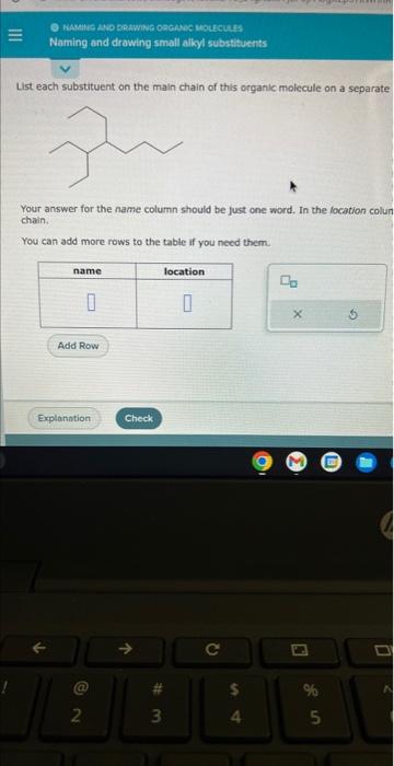 Solved List each substituent on the main chain of this | Chegg.com