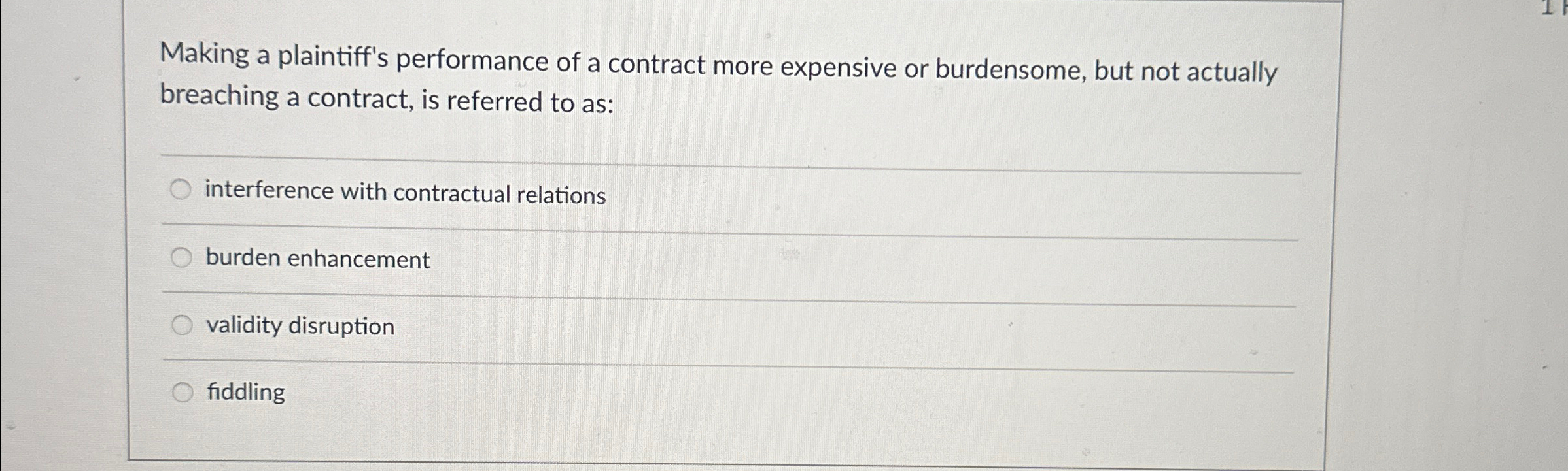 Solved Making a plaintiff's performance of a contract more | Chegg.com