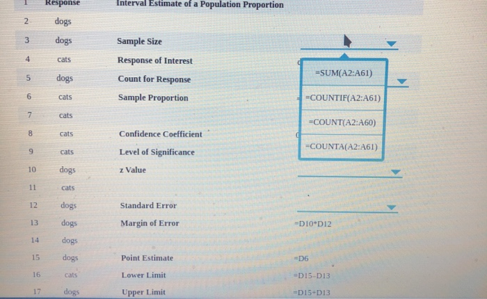 8. Using Excel - Constructing an interval estimate | Chegg.com
