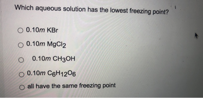 Solved Which aqueous solution has the lowest freezing point? | Chegg.com