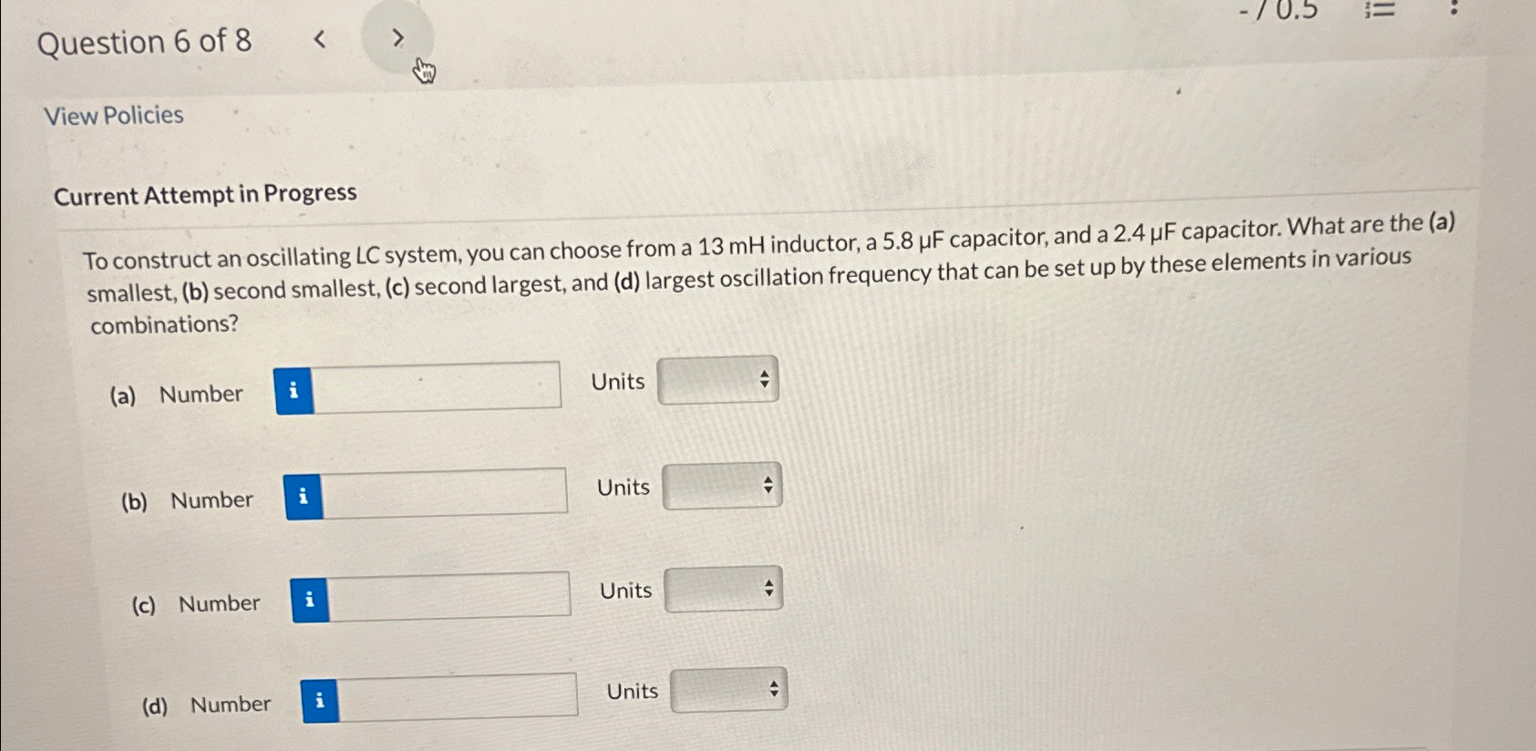 Question 6 ﻿of 8View PoliciesCurrent Attempt in | Chegg.com