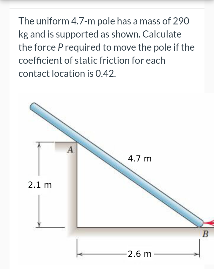 Solved The uniform 4.7-m pole has a mass of 290 kg and is | Chegg.com