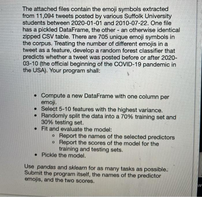 Solved The attached files contain the emoji symbols | Chegg.com