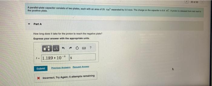 Solved the positive plate. Part A How long does it take for | Chegg.com