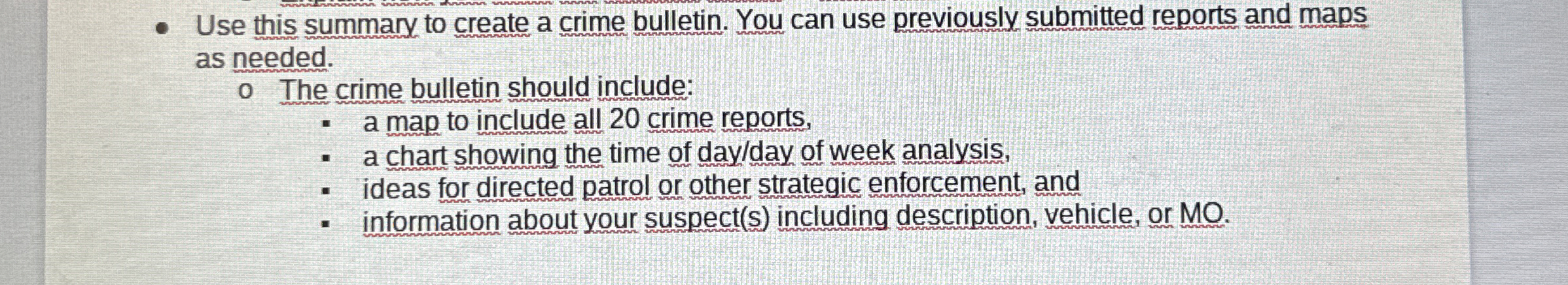 Use this summary to create a crime bulletin. You can | Chegg.com