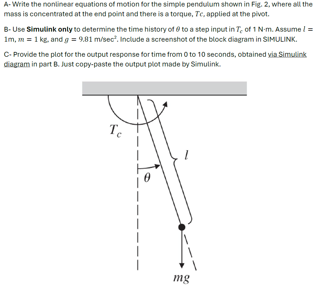 Solved A- ﻿Write the nonlinear equations of motion for the | Chegg.com
