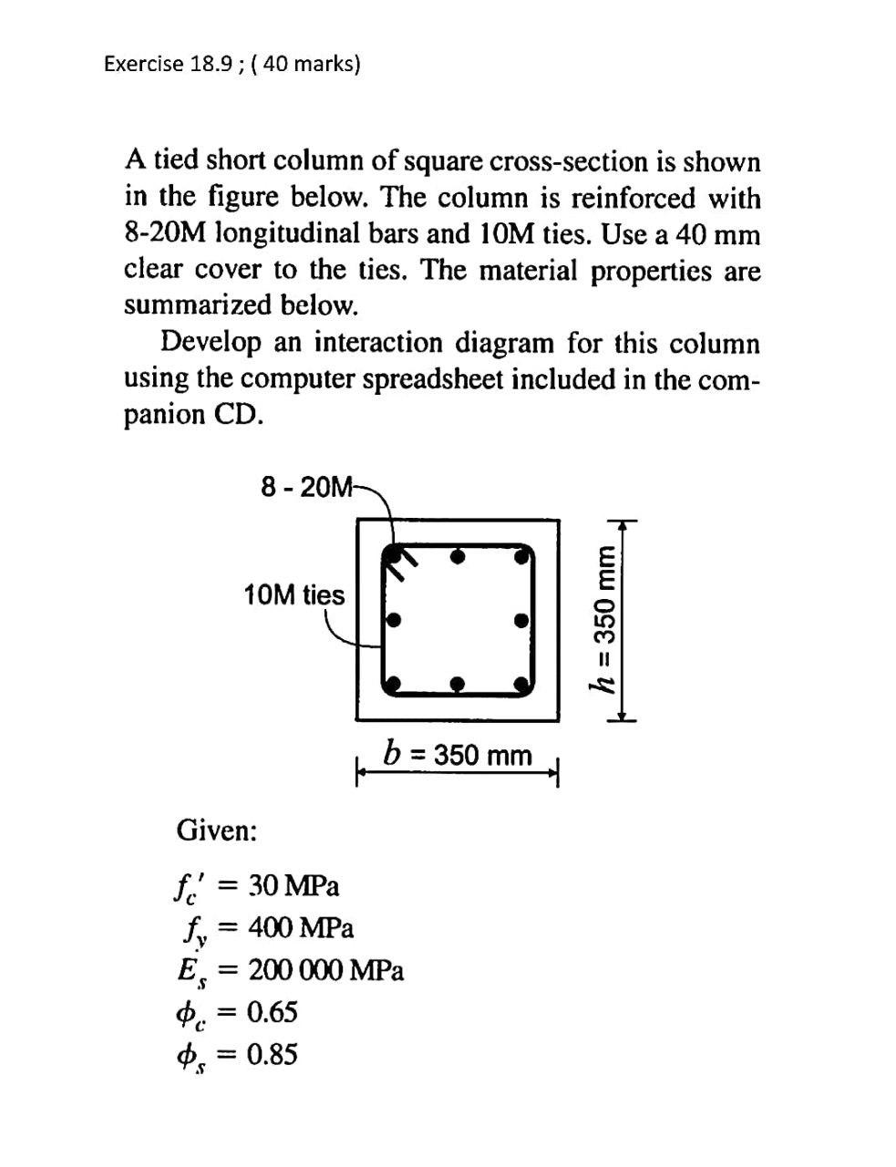 Solved Exercise 18.9;(40 marks) A tied short column of | Chegg.com