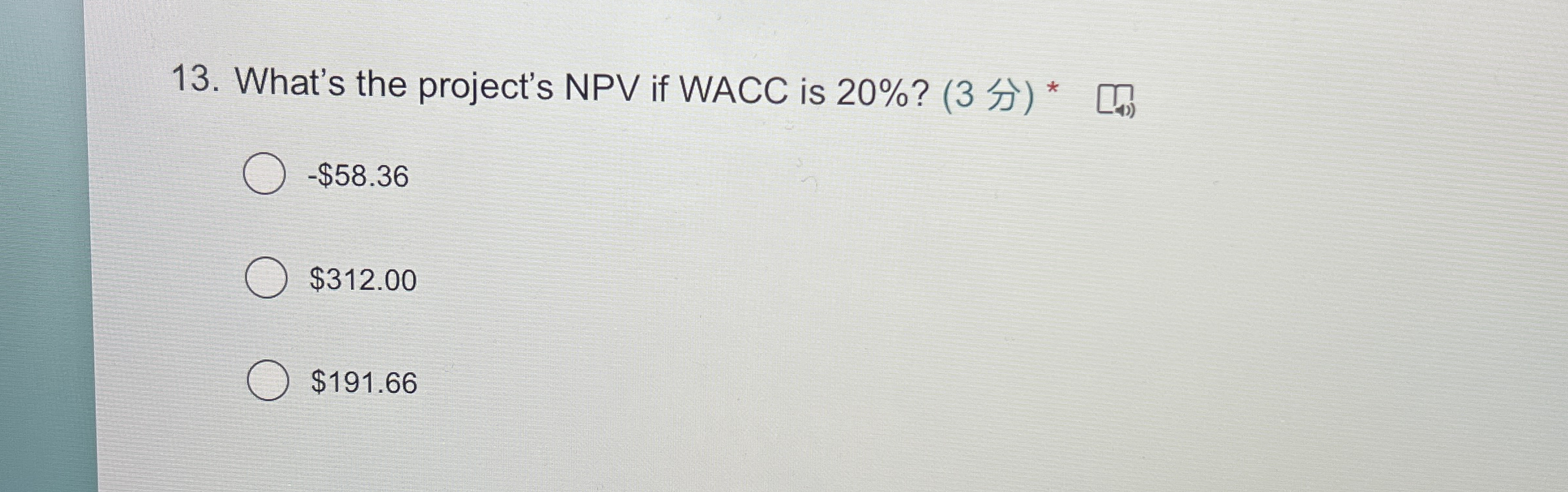 Solved What's the project's NPV if WACC is | Chegg.com