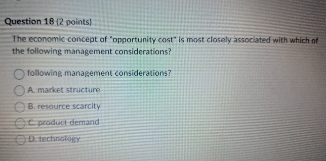 Solved Question 18 (2 ﻿points)The economic concept of | Chegg.com