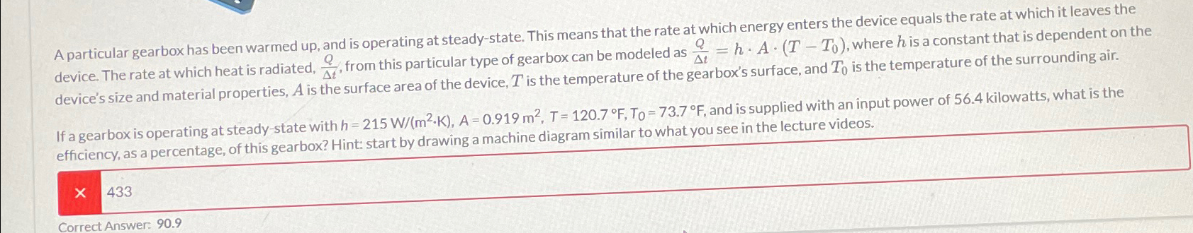 Solved A particular gearbox has been warmed up, ﻿and is | Chegg.com