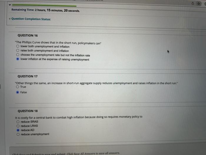 Solved The Phillips Curve shows that in the short run, | Chegg.com