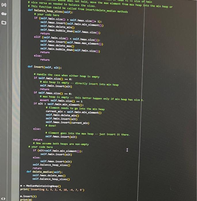 Solved E15ss Maxheap: def - Inft__(self): self.H = [Nono] | Chegg.com