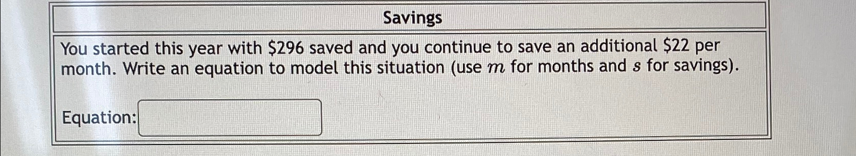 Solved SavingsYou started this year with $296 ﻿saved and you | Chegg.com