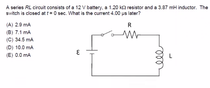 Solved A series RL ﻿circuit consists of a 12 ﻿V battery, a | Chegg.com