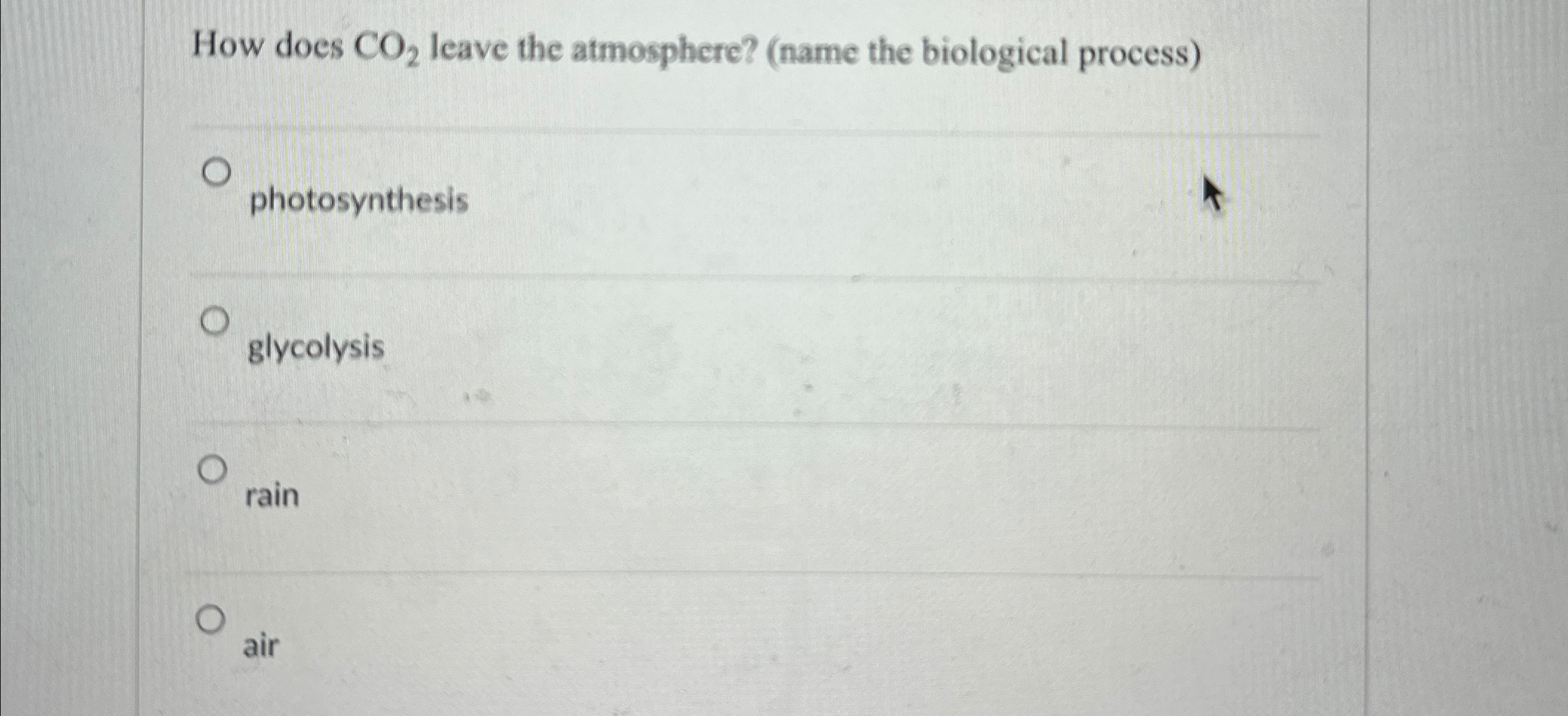 Solved How does CO2 ﻿leave the atmosphere? (name the | Chegg.com