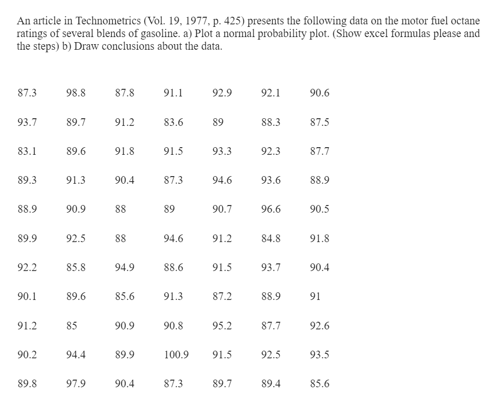 Solved An article in Technometrics (Vol. 19, 1977, ﻿p. 425) | Chegg.com