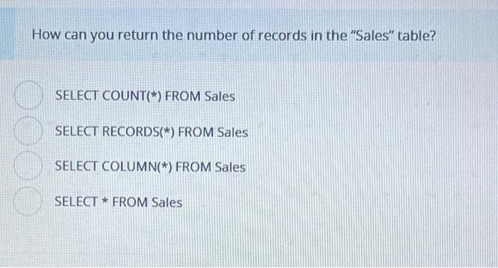 Solved How can you return the number of records in the | Chegg.com