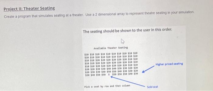 Solved Project II: Theater Seating Create a program that | Chegg.com