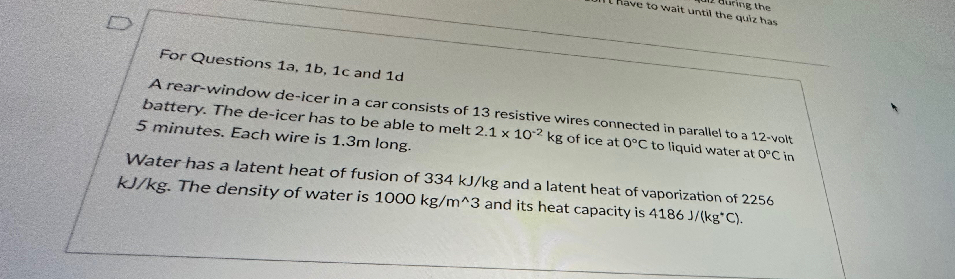 Solved For Questions 1a, 1b, 1c and 1dA rear-window de-icer | Chegg.com