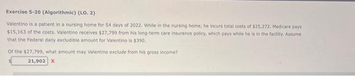 Solved Exercise 5-20 (Algorithmic) (LO, 2) Valentino is a | Chegg.com