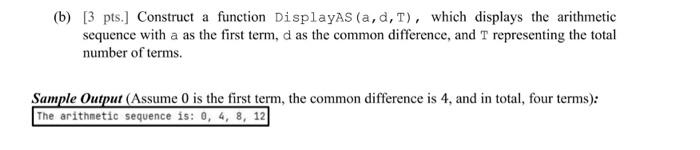 Solved Given the arithmetic sequence formula an=a1+(n−1)d; | Chegg.com