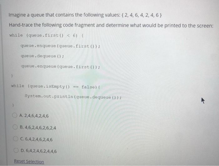 Solved Imagine a queue that contains the following values: { | Chegg.com