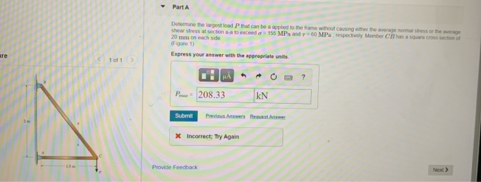 Solved Part A Determine the largest load P that can be a | Chegg.com