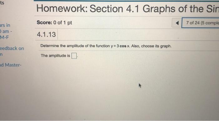 Solved ts Homework: Section 4.1 Graphs of the Sin Score: 0 | Chegg.com