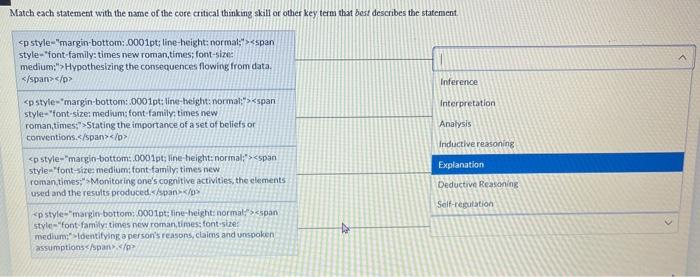 Match each statement with the name of the core | Chegg.com