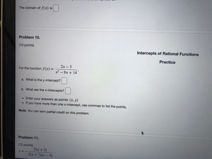Solved The domain of f(x) is Problem 10. (10 points) | Chegg.com