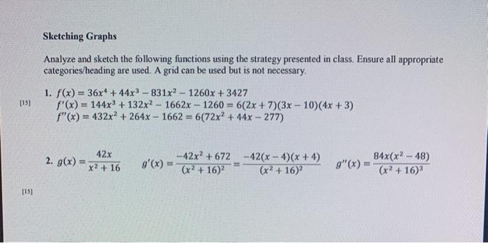Solved Sketching Graphs Analyze and sketch the following | Chegg.com