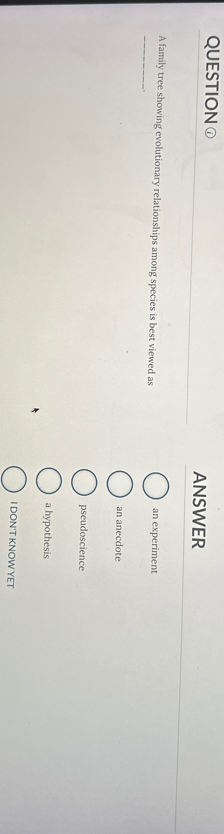 Solved QUESTION ()A family tree showing evolutionary | Chegg.com
