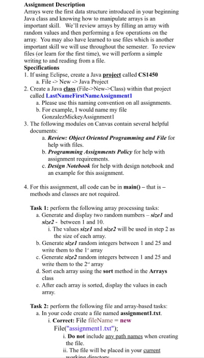 Solved Assignment Description Arrays were the first data | Chegg.com