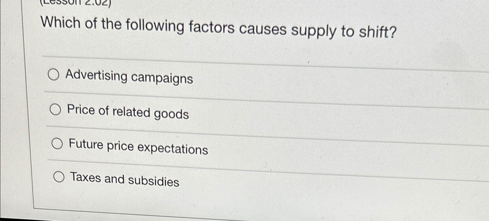 Solved Which of the following factors causes supply to | Chegg.com