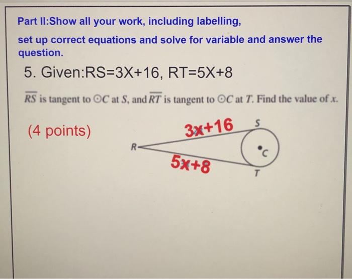 Solved Part II:Show all your work, including labelling, set | Chegg.com