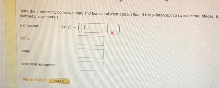 Solved h(x)=2x−2+1State the y-intercept, domain, range, and | Chegg.com