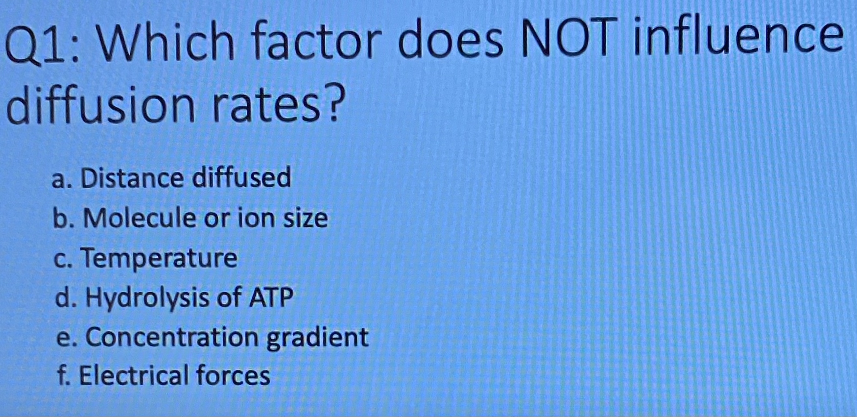 Solved Q1: Which factor does NOT influence diffusion | Chegg.com