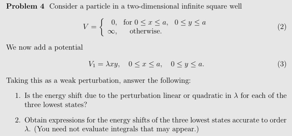 Problem 4 ﻿Consider a particle in a two-dimensional | Chegg.com