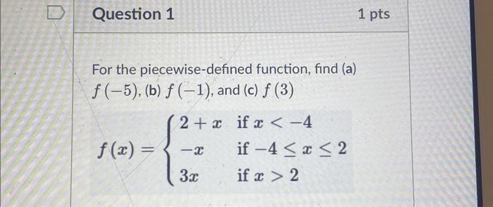 Solved For the piecewise-defined function, find (a) f(−5), | Chegg.com