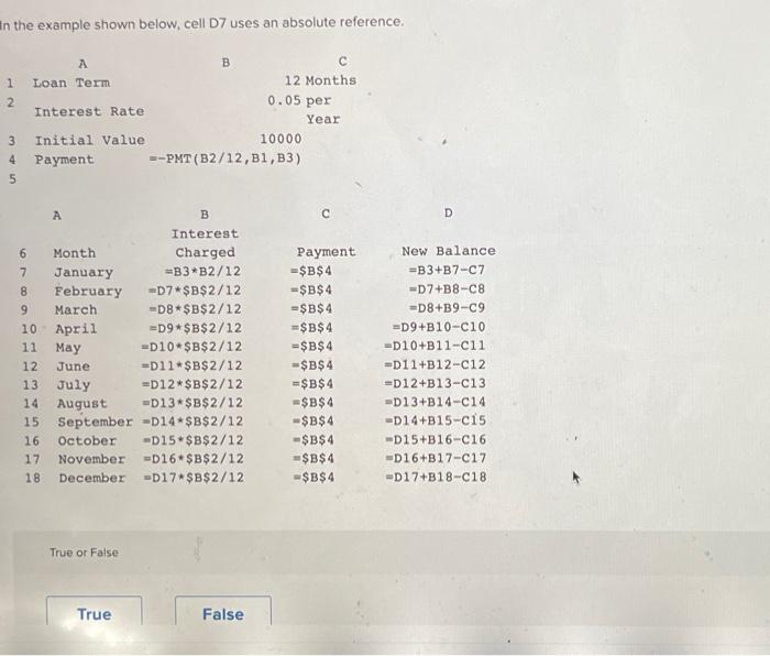 Solved In the example shown below, cell D7 uses an absolute | Chegg.com