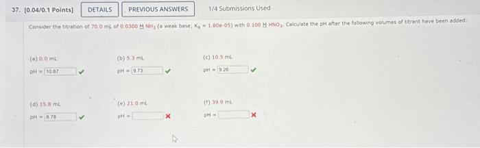 Solved Consider the titration of 70.0 m of 0.0300MNH3 (o | Chegg.com