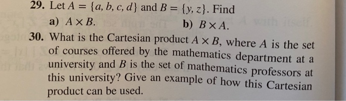 Solved 29 Let A {a B C D} And B {y Z} Find A Axb