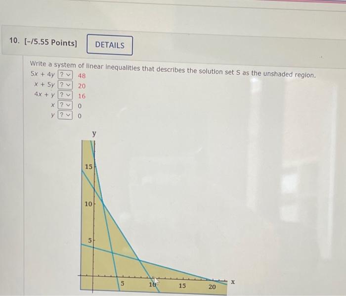 Solved Write a system of linear inequalities that describes | Chegg.com